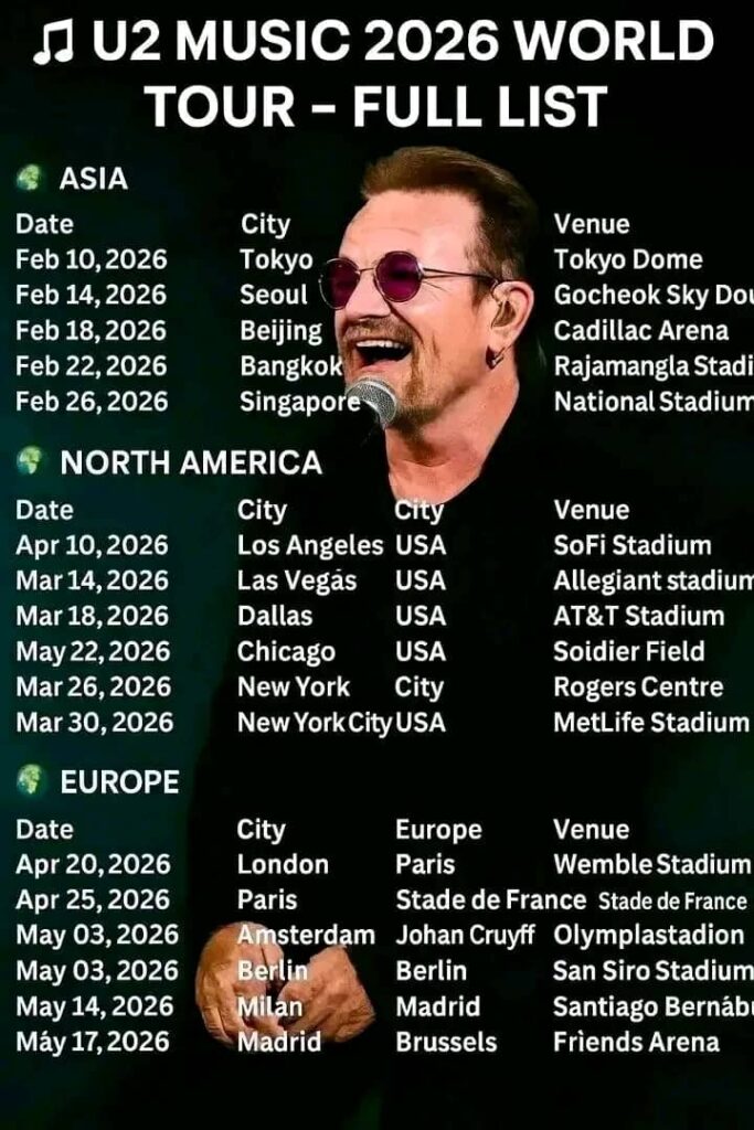 THE RETURN OF LEGENDS — U2 Set to Shake the Globe With Explosive 2026 ...