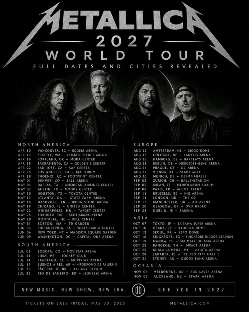 Metallica Announce Expensive 2027 World Tour: Full Dates and Cities ...